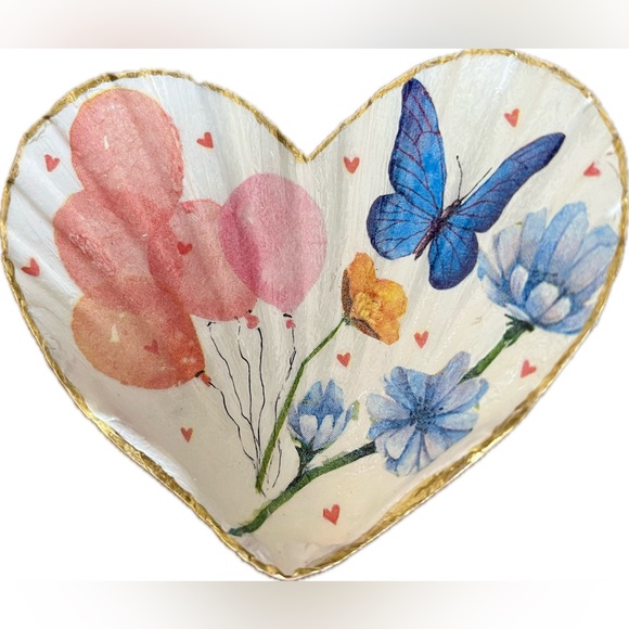Accents | Handmade Decoupage Balloon Flower Butterfly Design On Sea ...